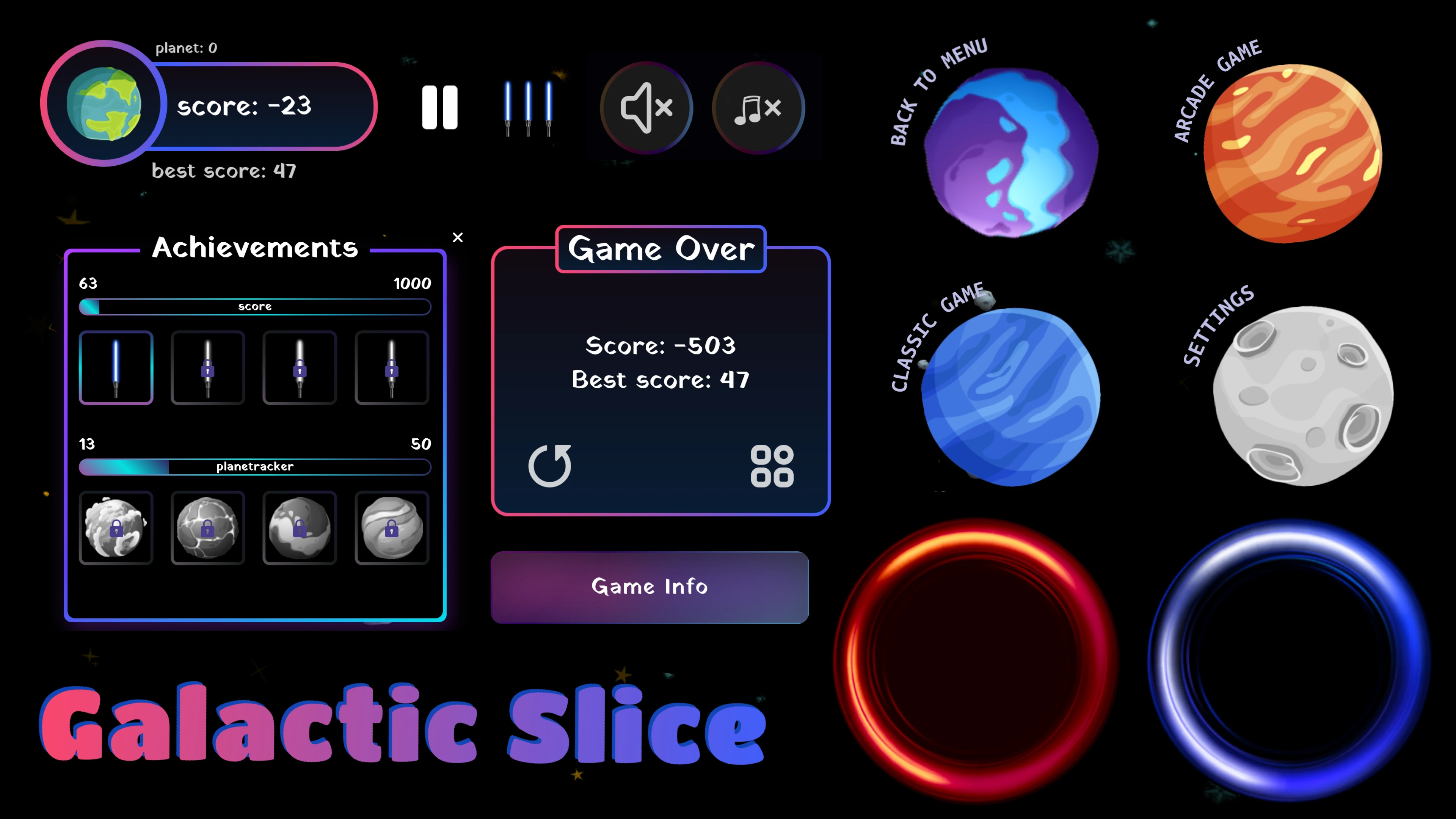 Galactic Slice – a browser-based online game on Phaser